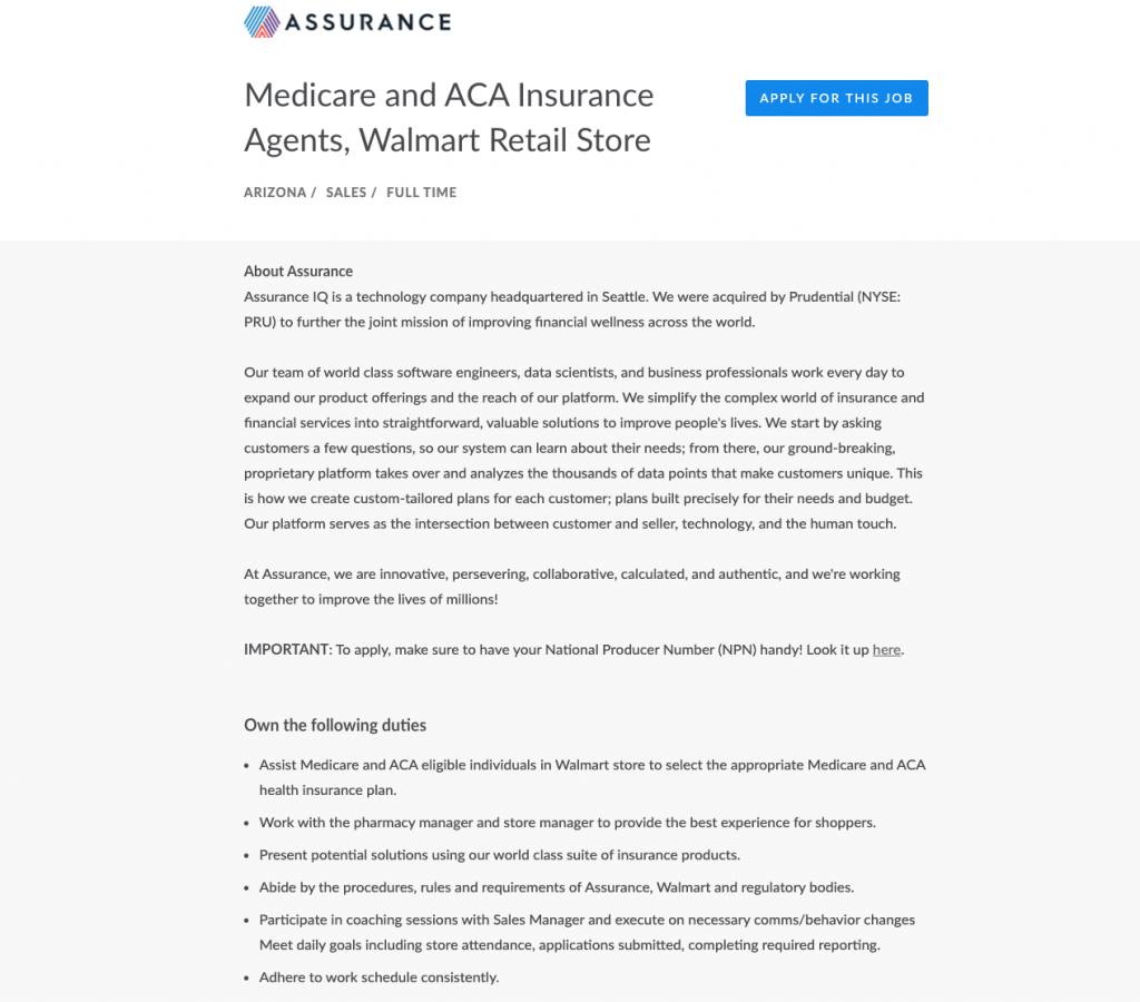 Assurance IQ agents can be found in a Walmart near you
