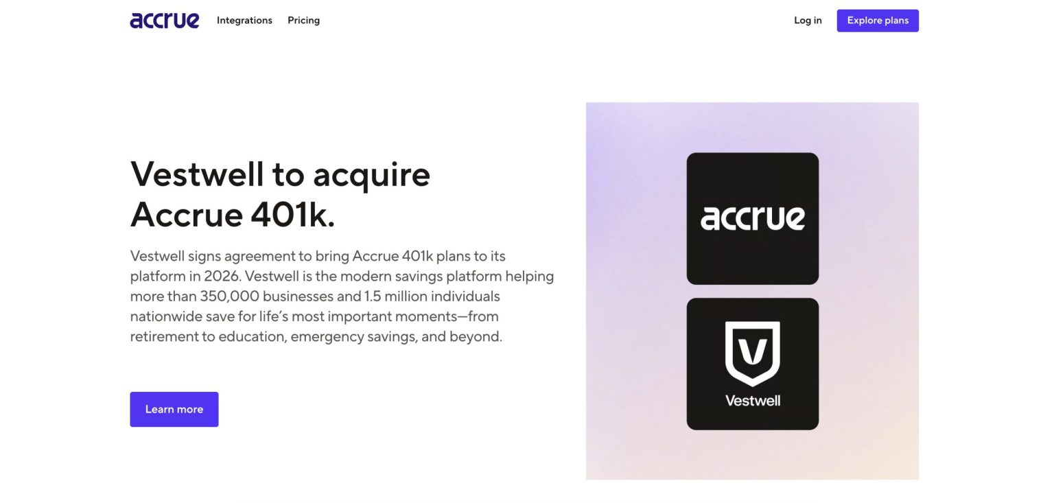 Vestwell to acquire Accrue 401k